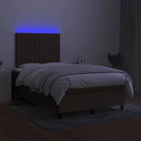 Box spring postel s matrací a LED tmavě hnědá 120x190 cm textil 3270214