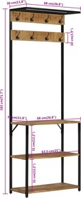 vidaXL Věšák s botníkem 68x30x182 cm masivní hrubé mangovníkové dřevo [372737]