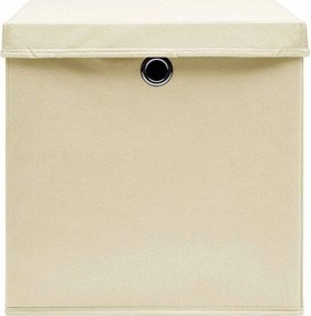 Úložné boxy s víky 10 ks 28 x 28 x 28 cm krémové 325218