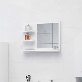 Koupelnové zrcadlo bílé vysoký lesk 60x10,5x45 cm dřevotříska - Default Title