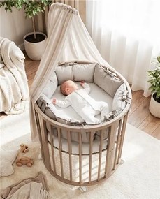 Dětská rostoucí postýlka 3v1 oválná + matrace New Baby kašmírová