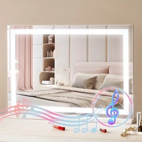 Osvětlené make-upové zrcadlo 3 barvy s Bluetooth USB stolní nástěnný držák 55,1 cm