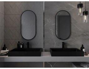 Mexen Loft, oválné koupelnové zrcadlo 80 x 40 cm, barva rámu černá matná, 9851-080-040-000-70