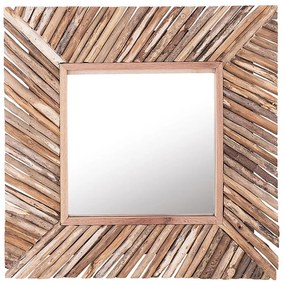 Nástěnné zrcadlo 60 x 60 cm světlé dřevo KANAB Beliani