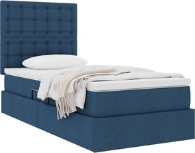 Postel s úložným prostorem a matrací Modrá 90 x 200 cm textil 3371885