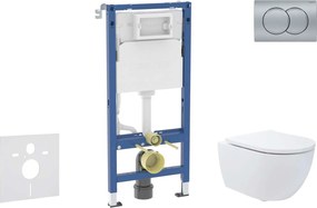 SANITINO - Set předstěnové instalace, klozetu Oudee a sedátka softclose, tlačítko Delta01, matný chrom SANI11CA1184
