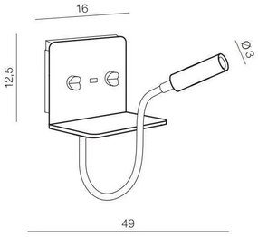 Azzardo AZ4417 - LED Flexib. lampička s poličkou VERA 1xLED/5W/230V + 1xLED/6W