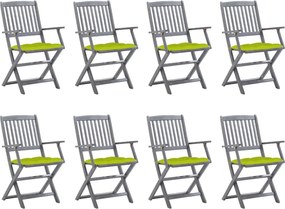 vidaXL Skládací zahradní židle s poduškami 8 ks masivní akácie [3078281] Barva: Jasně zelená