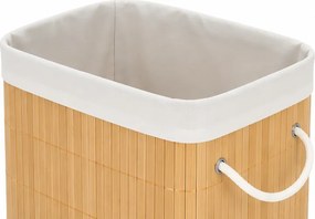 koš na prádlo, 42 l, kolečka, bambus/látka, 38x41x31 cm, přírodní/krémová, Dekorino KP20260007