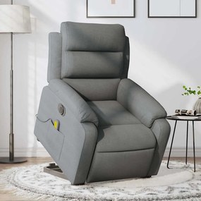 Elektrické zvedací masážní polohovací křeslo tmavě šedé textil 3205017