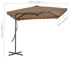 vidaXL Marketos Zahradní slunečník s ocelovou tyčí 250 x 250 cm taupe