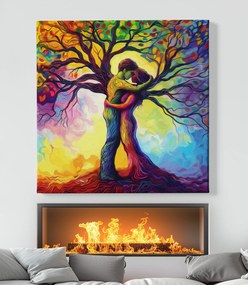 Obraz na plátně - Strom života Milenci v pokušení FeelHappy.cz Velikost obrazu: 140 x 140 cm