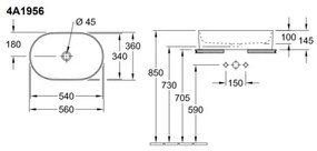 Villeroy & Boch 4A1956R1 - Umyvadlo na desku COLLARO 56x36 cm keramika/bílá