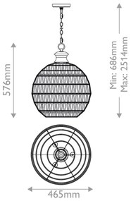 Quoizel QZ-CASABLANCA-3P-PBZ - Lustr na řetězu CASABLANCA 3xE27/60W/230V