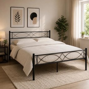 Kovová postel s roštem, 160x200, černá, STELVIA NEW Kondela 0000416495