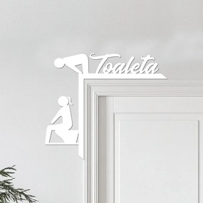 dřevo života Dřevěná dekorace nad dveře Toaleta Zvolte rozměr (cm): 40x36, Zvolte barvu dekoru: Bílá