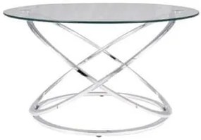 Signal Konferenční stolek EOS B kulatý, chrom/stříbrná, tvrzené sklo čiré, 80x80 cm