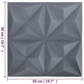 3D nástěnné panely 48 ks 50 x 50 cm origami šedé 12 m² - Default Title