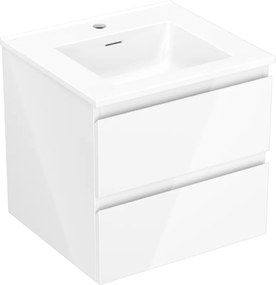 Mexen Orio, koupelnová skříňka 50 cm s umyvadlem Otis, 2 zásuvky, bílá lesklá, 91A10-05047-2-BFF00-W18M00