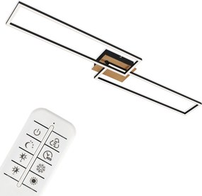 Briloner CCT LED designové stropní svítidlo, nastavitelná teplota světla + jas. (obdélníkový (dřevo))