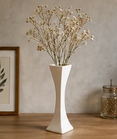 váza, hranatá, plast, 16x4x4 cm, bílá, Dekorino VD0260004