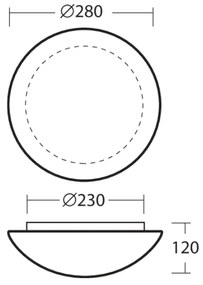 Osmont 71500 Aura 2, stropní/nástěnné svítidlo, 11W LED 4000K, opálové sklo, prům. 28cm