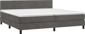 Box spring postel s matrací a LED tmavě šedá 200x200 cm samet 3134484