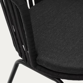 OnaDnes -20% Černá kovová zahradní židle Kave Home Saconca s výpletem