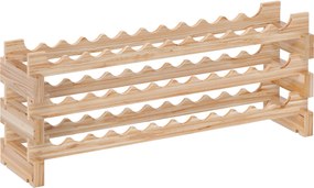 HOMCOM regál na lahve pro 36 lahví, 3-patrový modulární vinný regál, 114×28×42,5 cm, přírodní dřevo