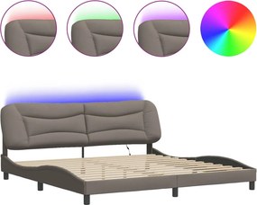 Rám postele s LED bez matrace Hvar taupe 200 x 200 cm textil 3213729