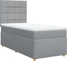 Box spring postel s matrací světle šedý 100 x 200 cm textil 3291191