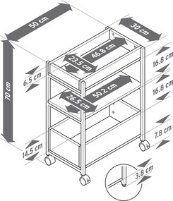 Tchibo - Regál »Klaar« na kolečkách - barva: bílá
