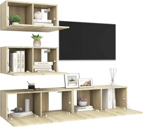 4dílný set TV skříněk dub sonoma kompozitní dřevo 3079025