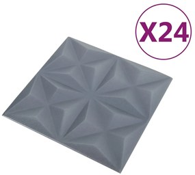 3D nástěnné panely 24 ks 50 x 50 cm origami šedé 6 m² - Default Title