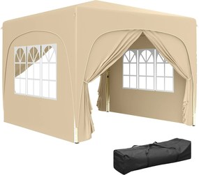 Outsunny Pavilon 3x3m, Voděodolný Stabilní Zimní Skládací Pavilon, UV Ochrana 50+, Skládací Party Stan se 4 Bočními Panely a Taškou pro Camping do Zah