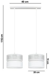 Lustr na lanku LIMA 2xE27/60W/230V stříbrná/bílá