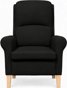 křeslo relaxační, odpočinkové, ušák, dřevo/textil, 101x95x75 cm, přírodní/černá, Dekorino KR20260036