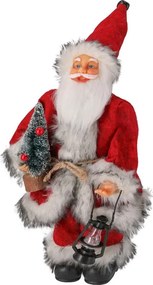Vánoční dekorace Santa Claus se sáňkami a lyžemi 30 cm