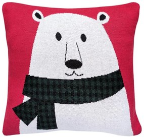 SCANquilt pletený povlak DESIGN polar bear bíločervená 45 x 45 cm