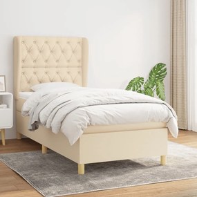 Box spring postel s matrací krémová 140x190 cm textil