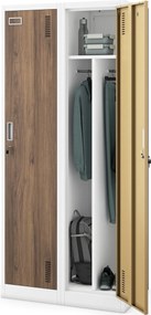 Zaměstnanecká skříňka čtyřkomorová bílá/ořech, 800x1800x500 mm: KACPER Eco Design