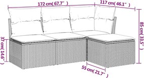 4dílná zahradní sedací souprava s poduškami černá polyratan 3217495