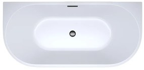 BPS-koupelny Volně stojící akrylátová vana ke stěně HYD-LE527B 150x75 bílá, odtokový komplet černý