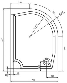 Gelco G5 Riva Sprchová vanička, 1000x800 mm, levá, bílá GR10080L