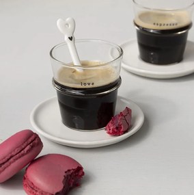 Bastion Collections Skleněný šálek na espresso Love/Espresso 90 ml Love, černá barva, čirá barva, sklo