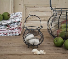 Krasilnikoff Košíček Egg - malý, natur, šedá barva, kov