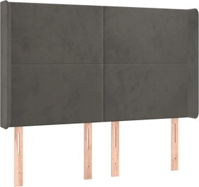 Box spring postel s matrací a LED tmavě šedá 140x200 cm samet 3139446