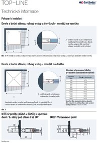 Ronal (Sanswiss) SanSwiss dvoukřídlé dveře TOPP2, Top-Line Šířka: 70 cm