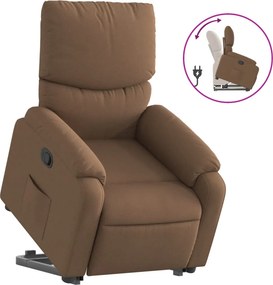 Zvedací polohovací křeslo hnědé textil 3204828