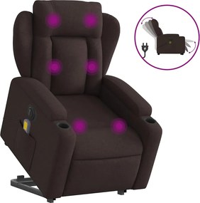 Elektrické zvedací masážní polohovací křeslo tmavě hnědé textil 3204523